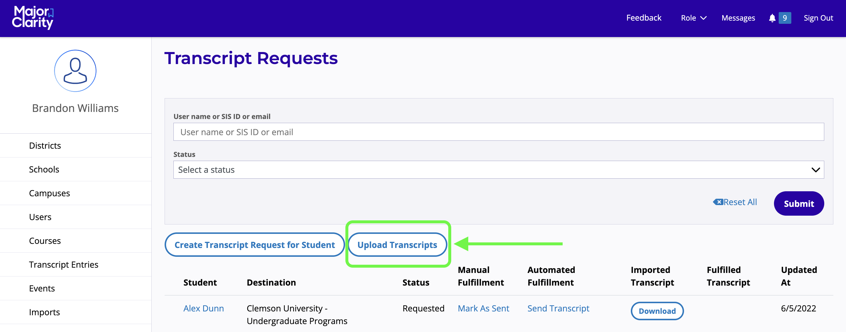 Staff: Fulfilling Student Transcript Requests – MajorClarity