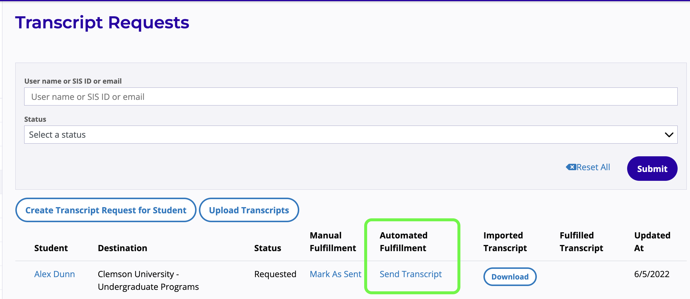 Staff: Fulfilling Student Transcript Requests – MajorClarity