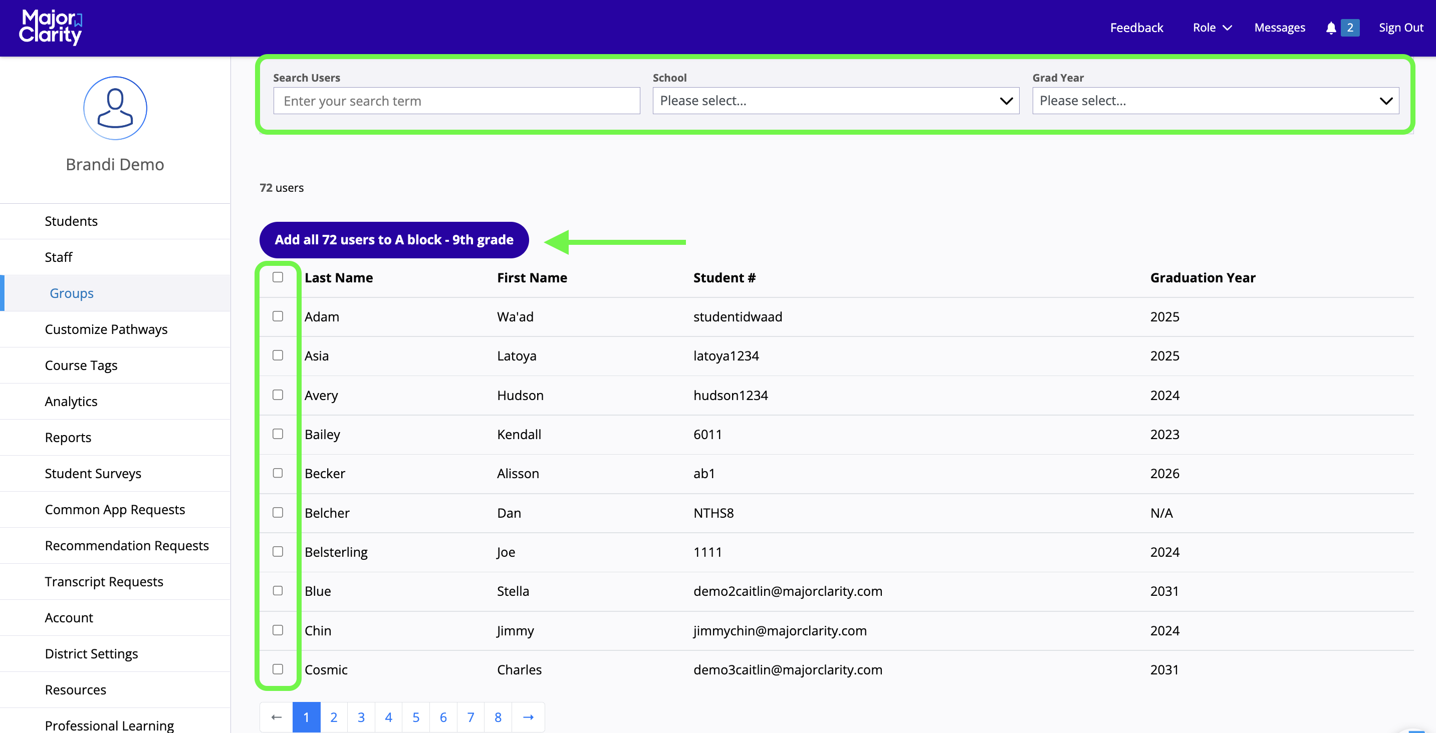Staff: How to create and manage Groups – MajorClarity