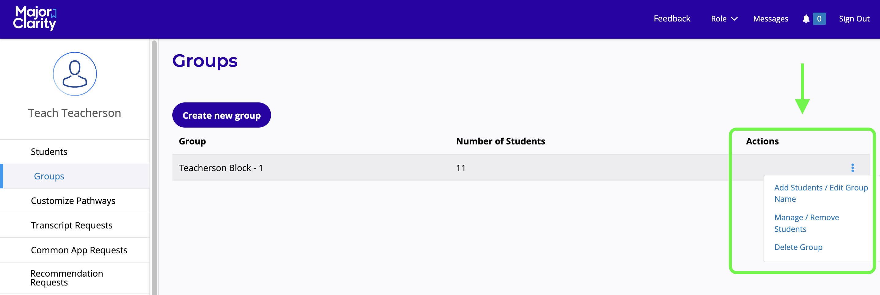 Staff: How to create and manage Groups – MajorClarity